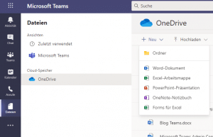 Dateiablage Microsoft Teams, OneNote, SharePoint und OneDrive