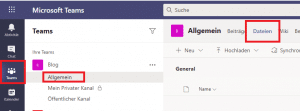 Dateiablage Microsoft Teams, OneNote, SharePoint und OneDrive